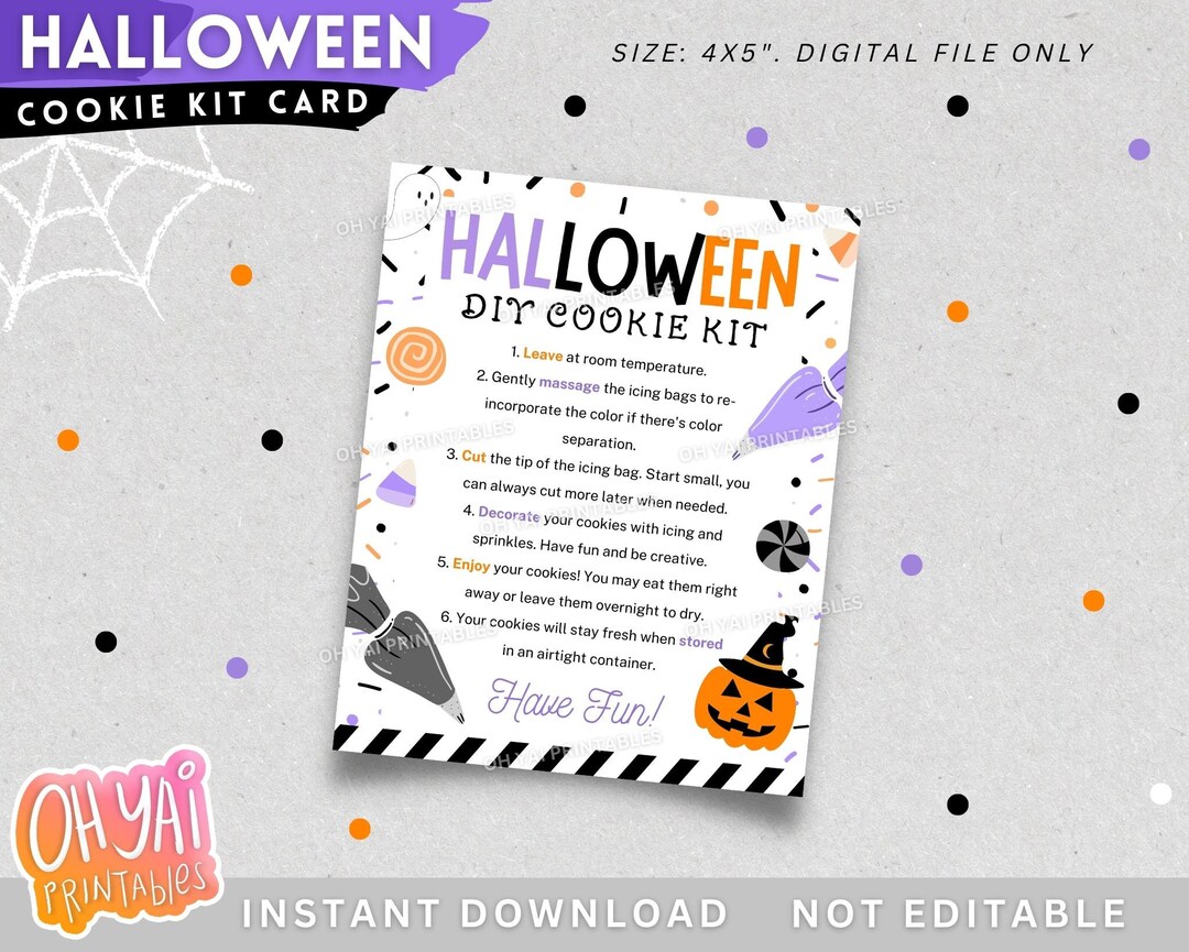 Halloween DIY Cookie Kit Instructions Card DIY Cookie Kit - Etsy
