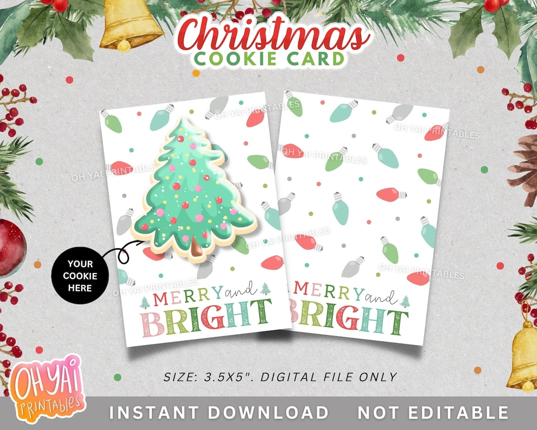 Christmas Cookie Card, Merry and Bright, Christmas Cookie Backer ...