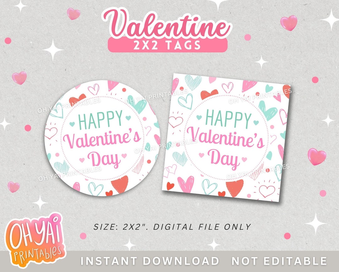 Valentine Tag, Printable Valentine's Day Tag, Valentine's Day Favor Tag ...