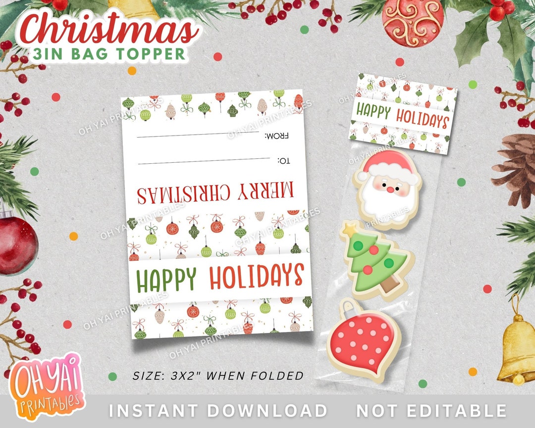 Christmas Bag Topper, 3x2 Bag Topper, Printable Christmas Bag Topper ...