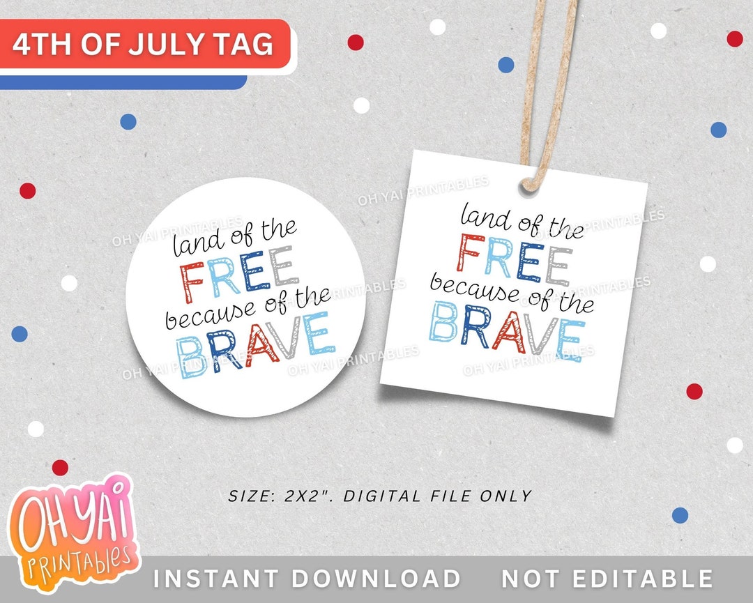 4th of July Tag Minimalist 4th of July Tag Land of the Free - Etsy