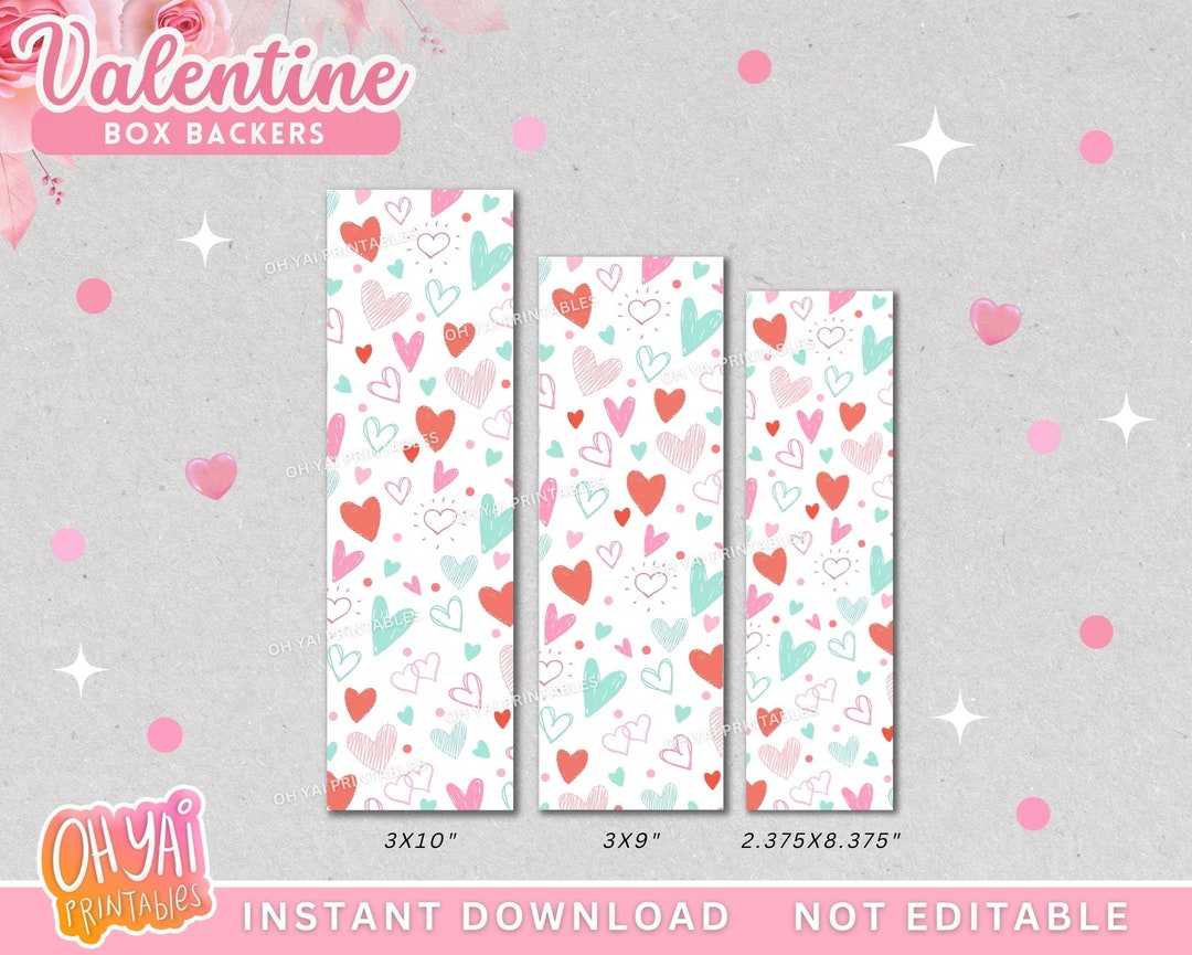 Printable Valentine Box Backer, Cookie Box Backer, Cookie Backer ...