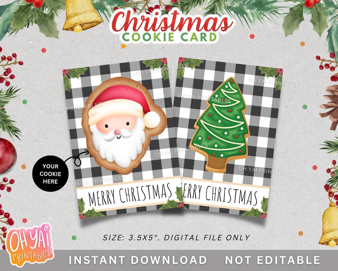 Christmas Cookie Card, Christmas Cookie Backer, Christmas Mini Cookie ...