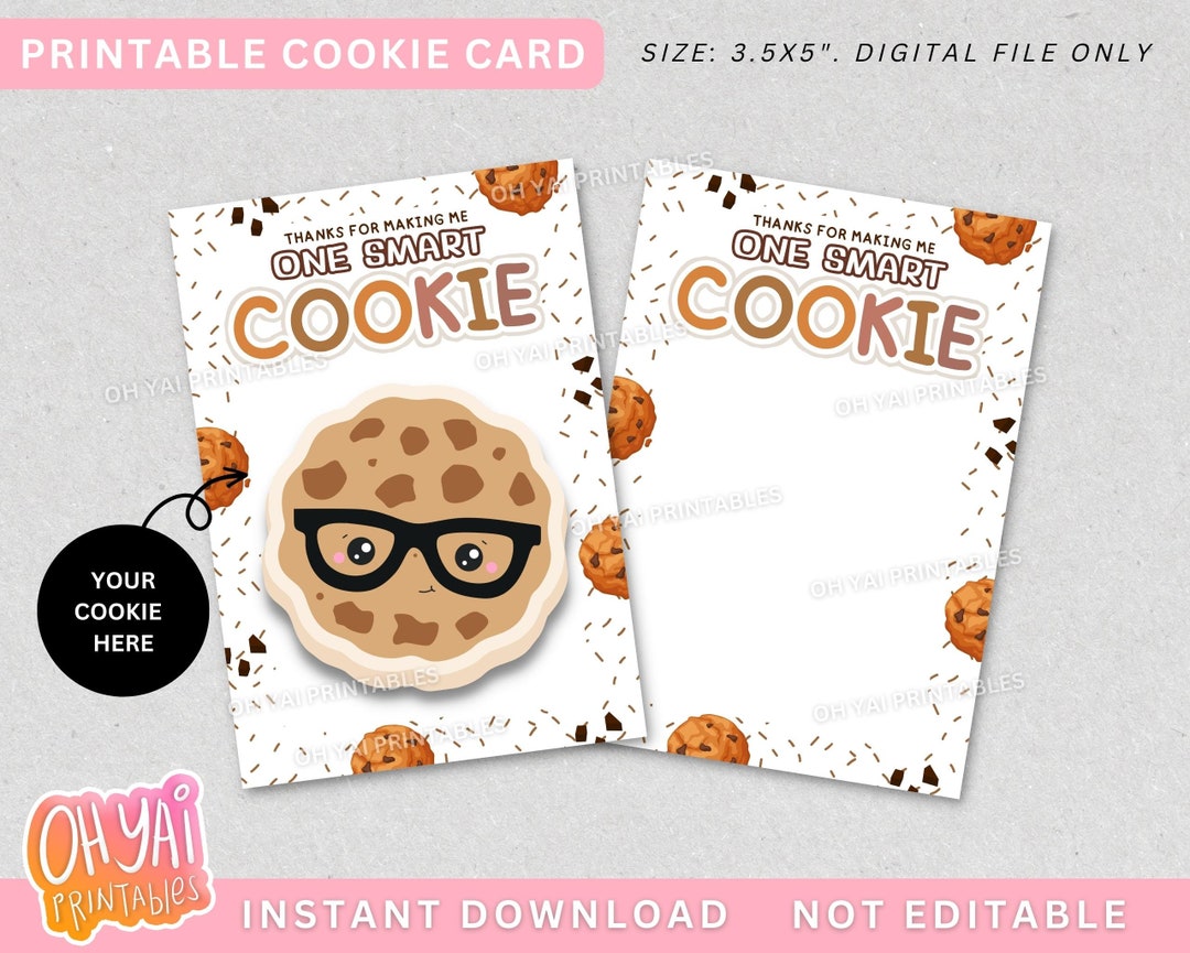 Teacher Appreciation Cookie Card Printable Teacher - Etsy