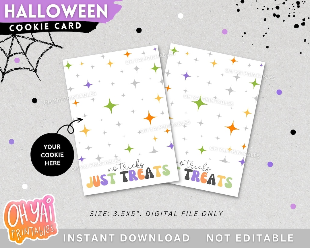 Halloween Cookie Card, Printable Halloween Cookie Card, 3.5x5in Cookie ...