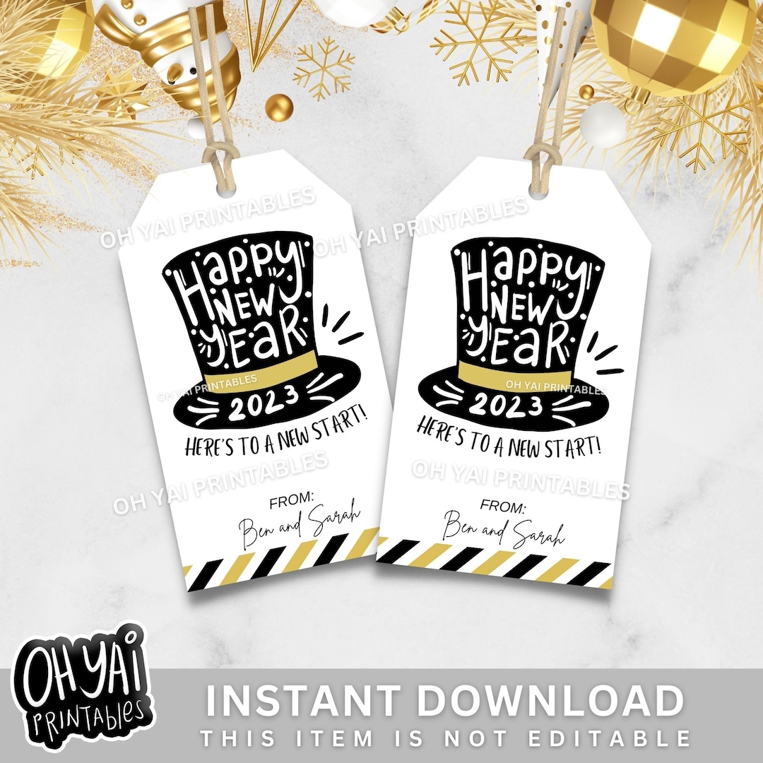 Printable New Years Tag Happy New Year Champagne Tag - Etsy