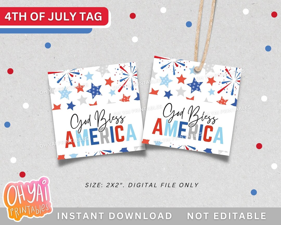 4th of July Tag Independence Day Tag Happy 4th of July Tag - Etsy