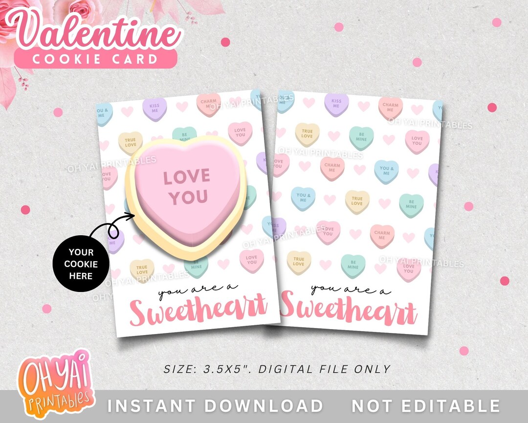 Valentine Cookie Card, Heart Candy Cookie Card, Happy Valentine's Day ...