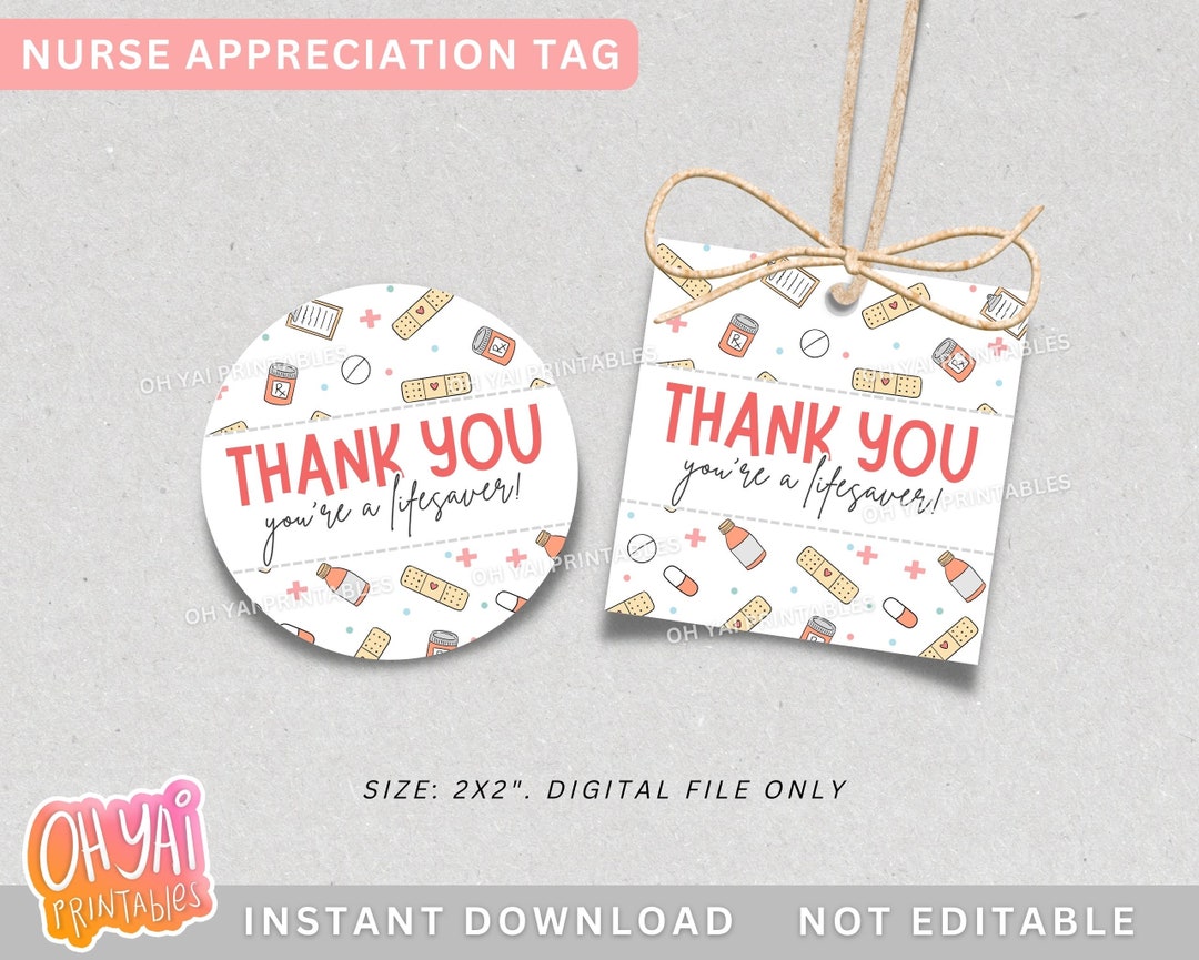 Nurse Thank You Tag, Printable Nurse Week Tag, Thank You Nurses Tag ...