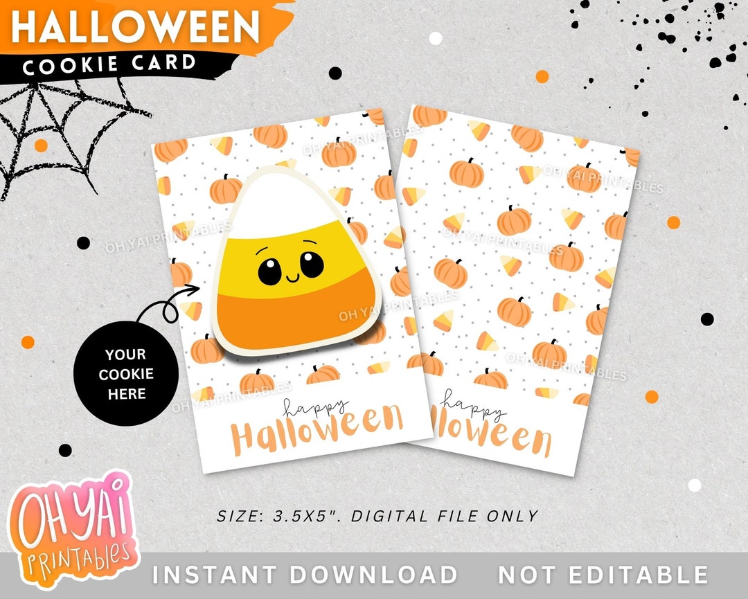 Halloween Cookie Card, Printable Halloween Cookie Card, 3.5x5in Cookie ...