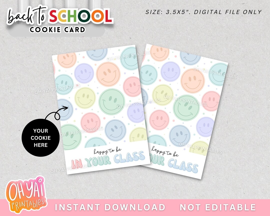 Back to School Cookie Card, Printable Cookie Card, First Day of School ...