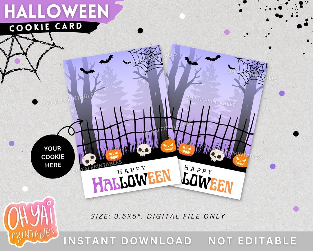 Halloween Cookie Card, Printable Halloween Cookie Card, 3.5x5in Cookie ...