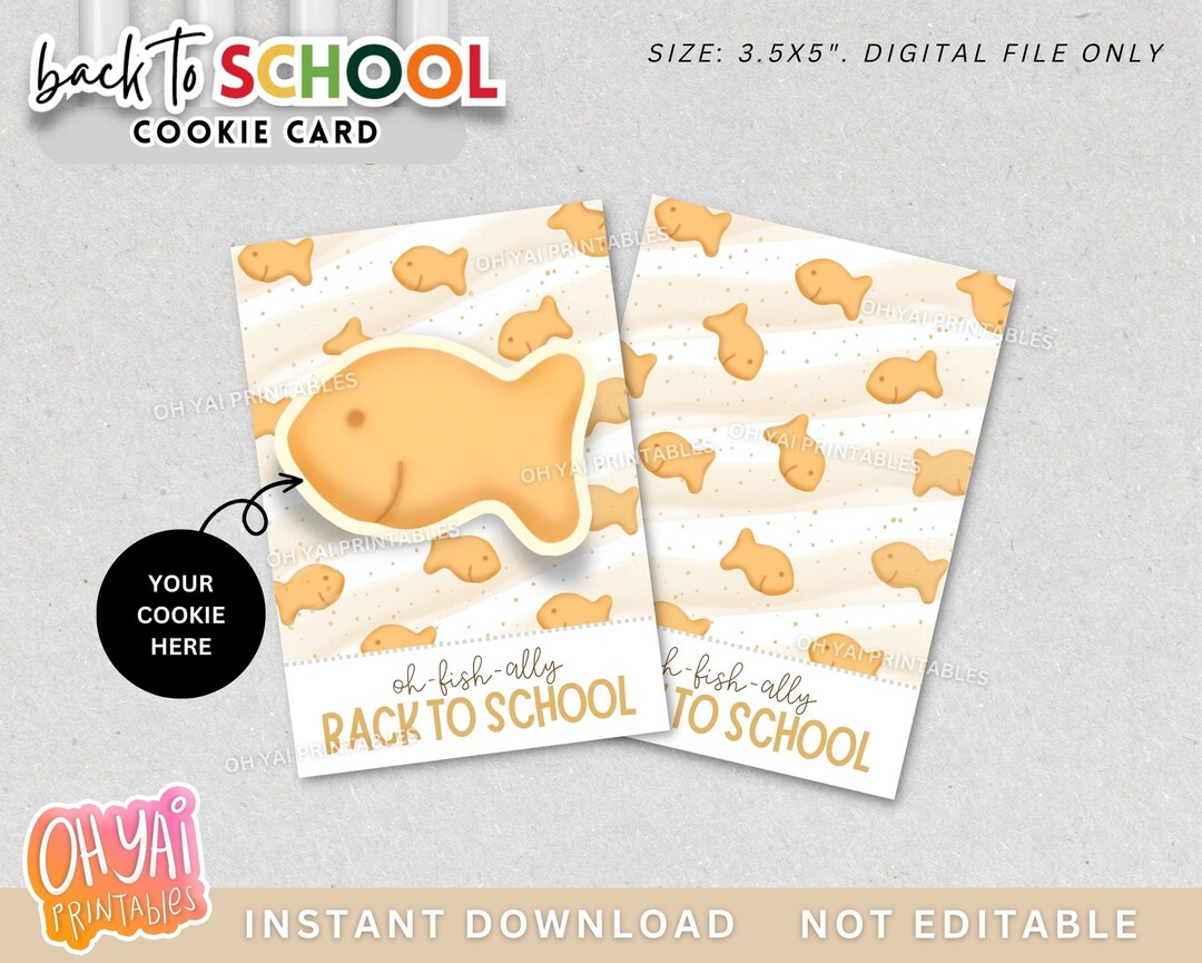 Oh-fish-ally Back to School Cookie Card Goldfish Cookie Card - Etsy
