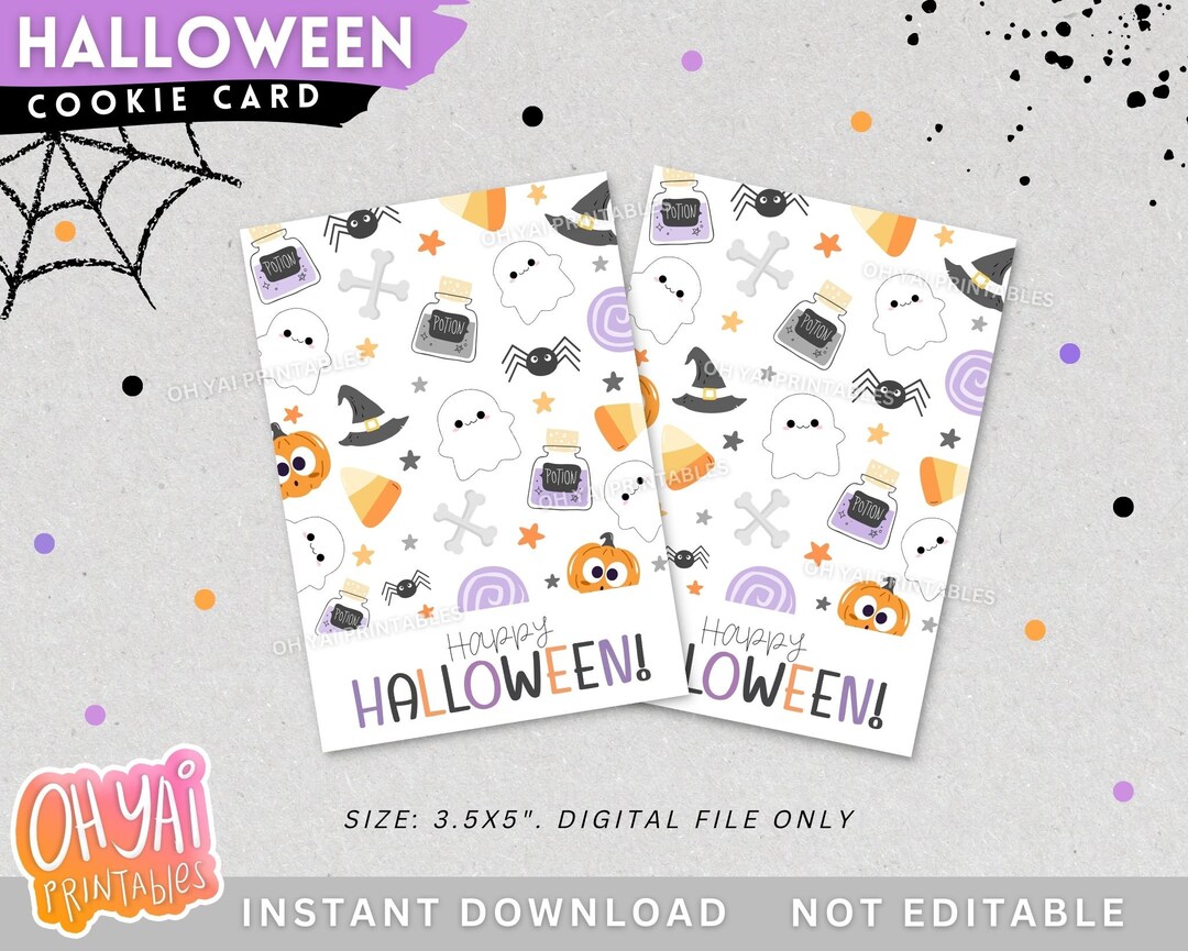 Halloween Cookie Card Printable Halloween Cookie Card - Etsy