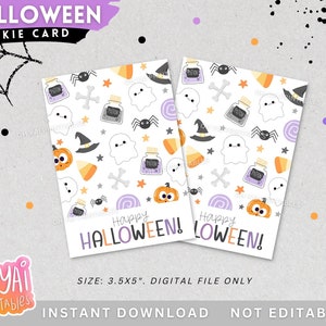 Halloween Cookie Card Printable Halloween Cookie Card - Etsy
