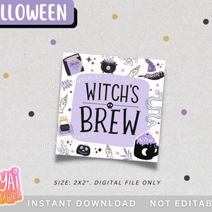 Witch's Brew Tag, Halloween Tag, Halloween Cookie Tag, Printable ...