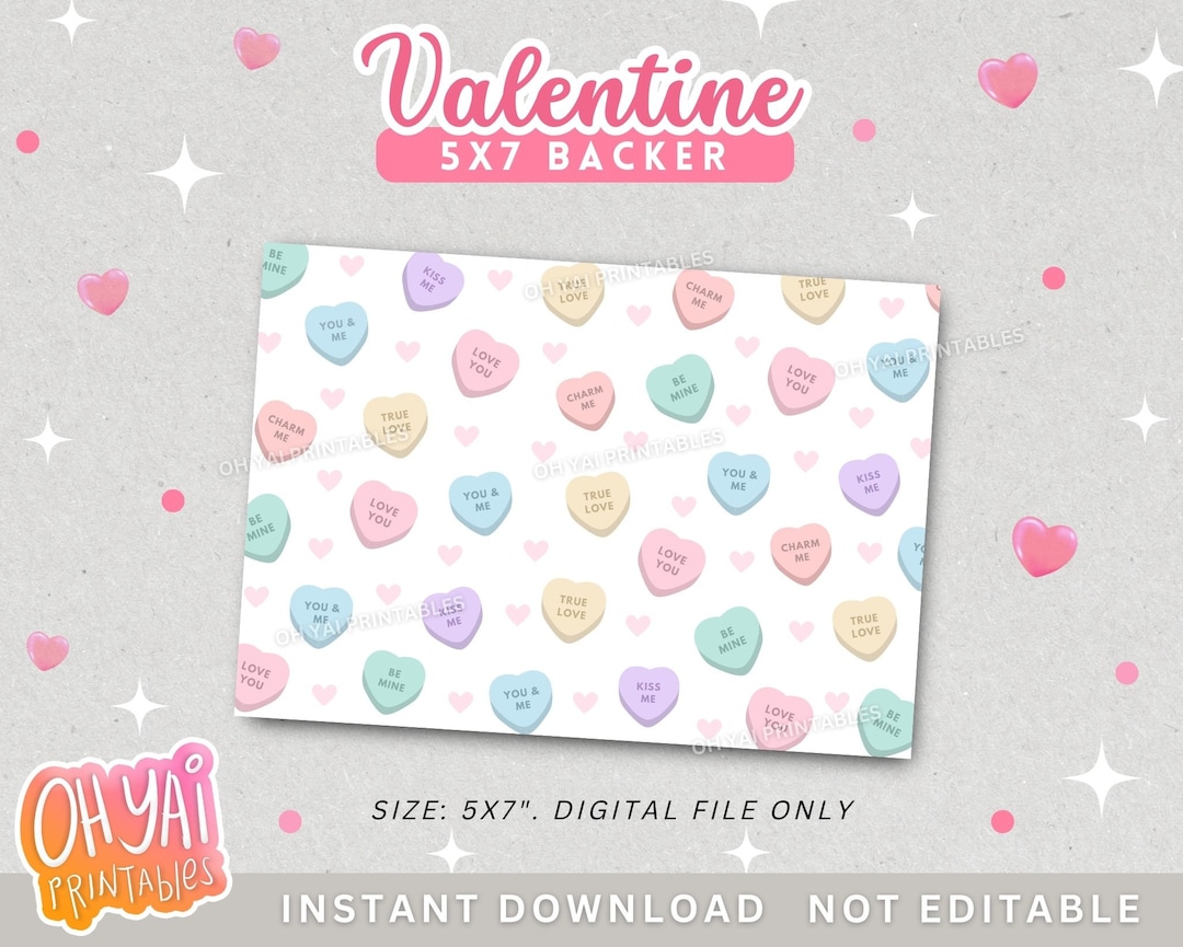 Printable Valentine Box Backer, Cookie Box Backer, 5x7 Box Backer ...