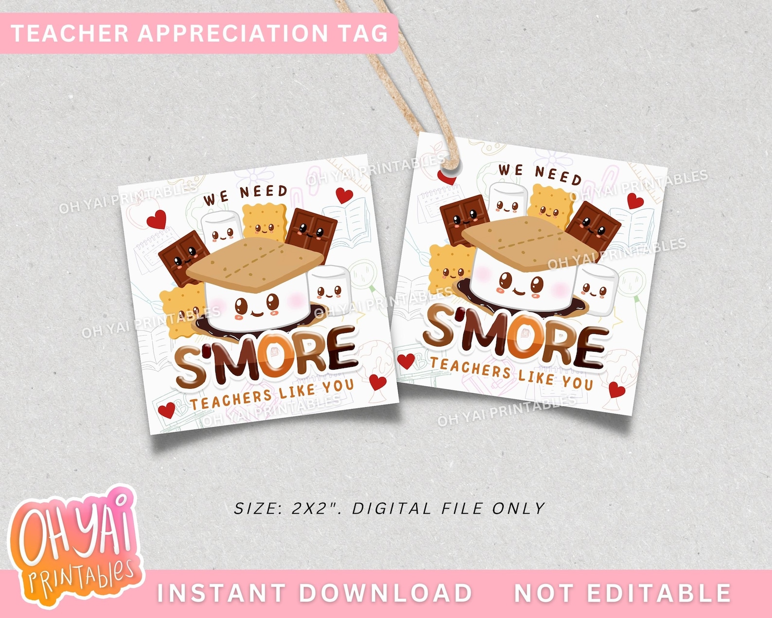 S'mores Teacher Appreciation Tag Printable Teacher - Etsy