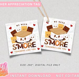 S'mores Teacher Appreciation Tag Printable Teacher - Etsy