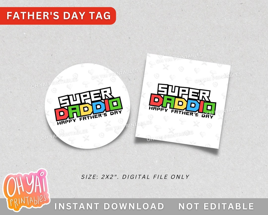 Father's Day Tag, Super Daddio Tag, Printable Father's Day Tag, Gamer ...