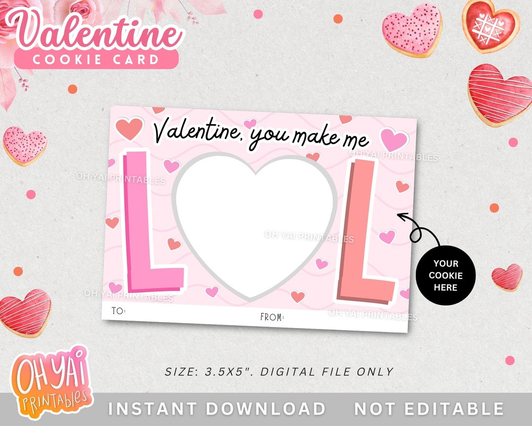 Valentine Cookie Card, Heart Cookie Card, Happy Valentine's Day Cookie ...