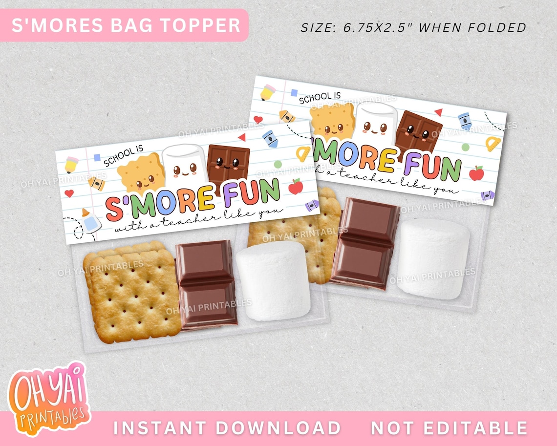 Teacher Appreciation S'mores Bag Topper 6.75x2.5 - Etsy