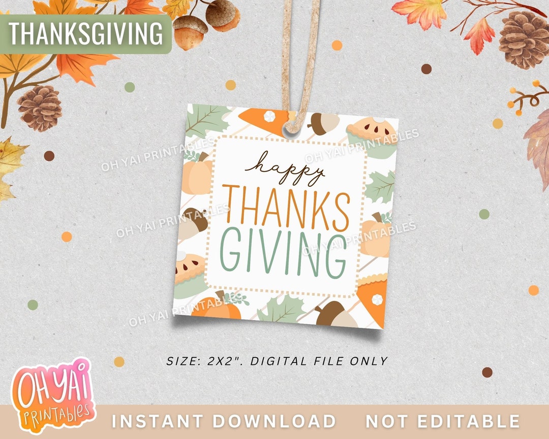 Thanksgiving Tag, Happy Thanksgiving Tag, Give Thanks Tag, Printable ...