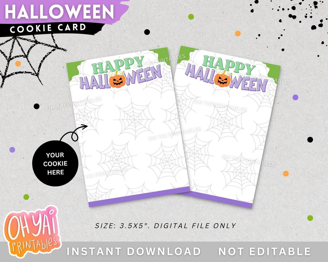 Halloween Cookie Card Printable Halloween Cookie Card - Etsy