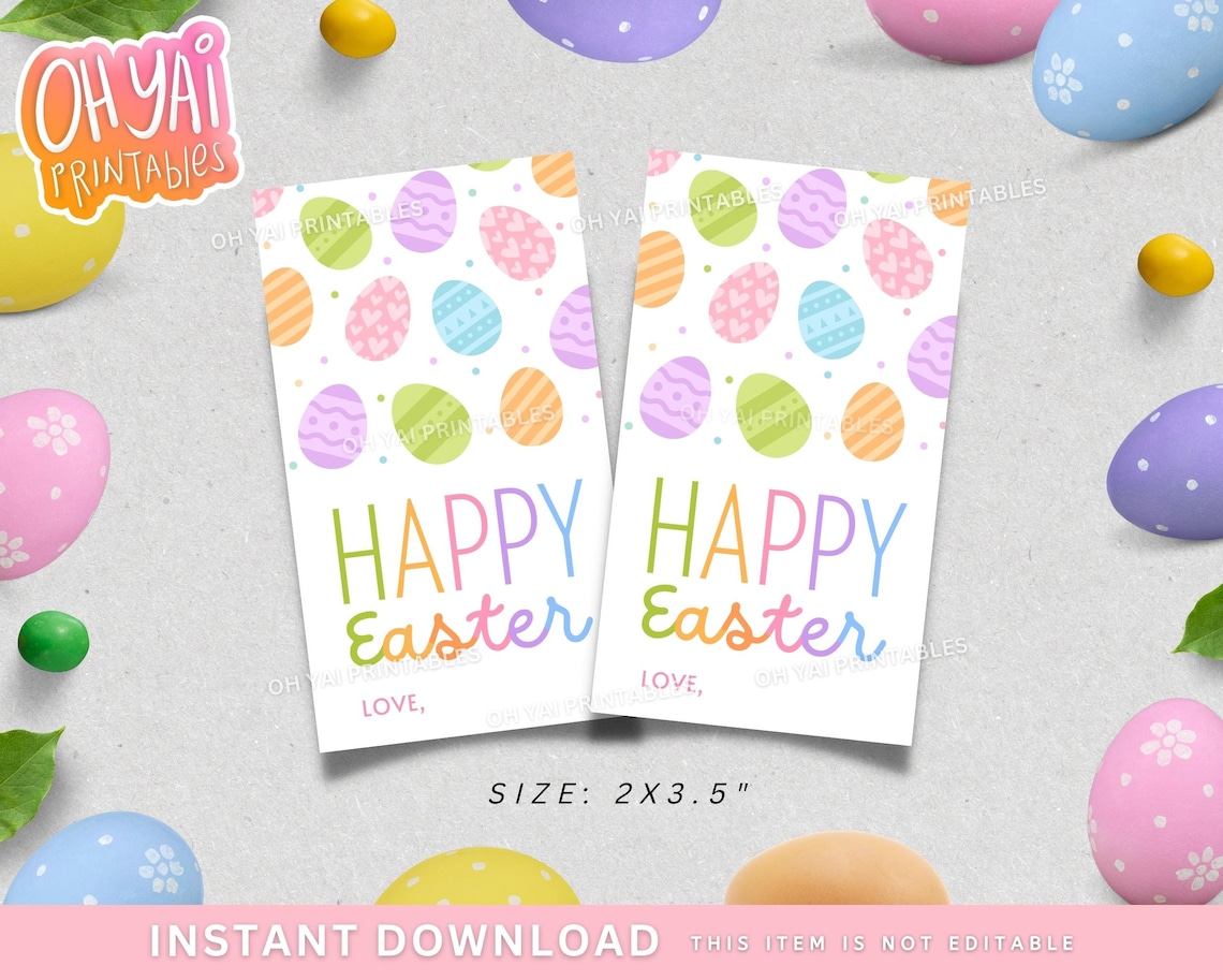 Easter Tag Printable Easter Tag Happy Easter Tag Eggcellent - Etsy