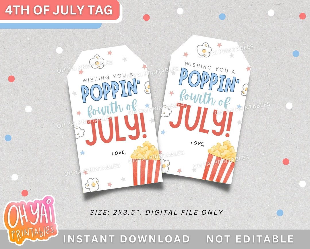 4th of July Tag, Happy 4th of July Gift Tag, Printable 4th of July Tag ...