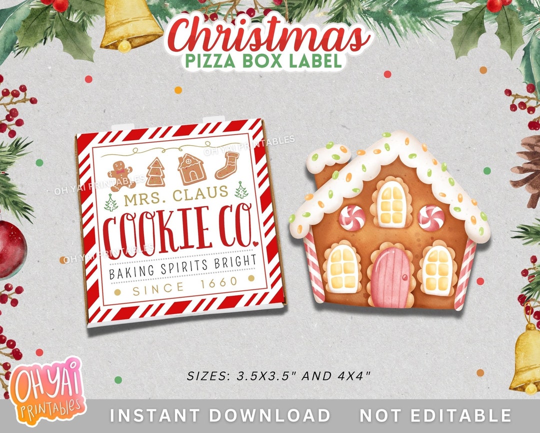 Pizza Box Label Christmas Pizza Box Label Cookie Box Label - Etsy