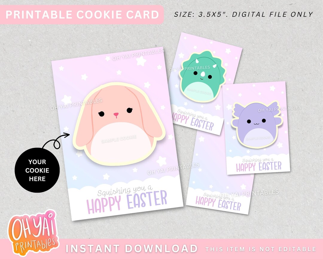 Squishmallow Cookie Card, Squishing You a Happy Easter Cookie Card ...