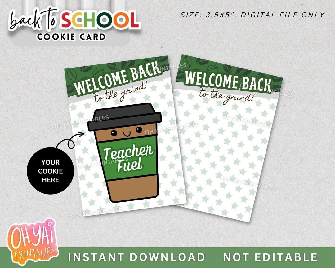 Back to School Cookie Card, Printable Cookie Card, First Day of School ...