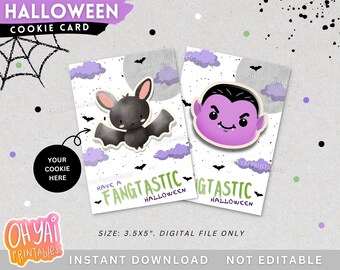 Halloween Cookie Card, Printable Halloween Cookie Card, 3.5x5in Cookie ...