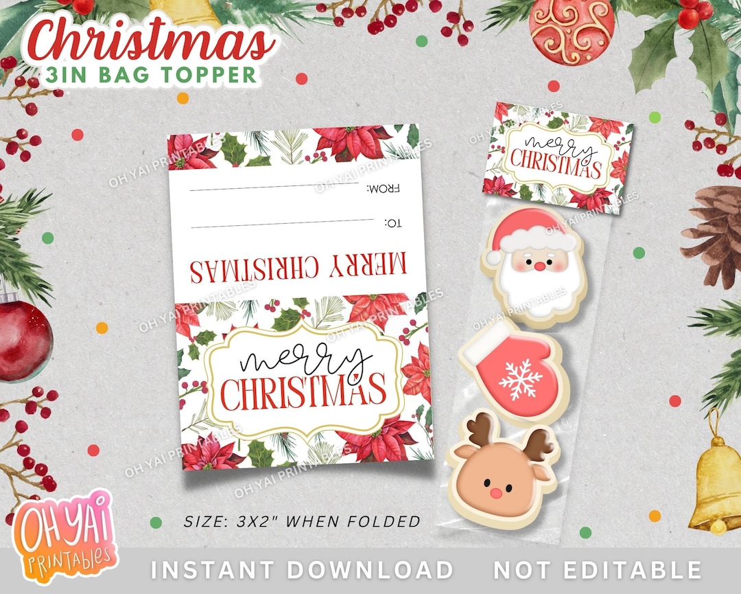 Christmas Bag Topper, 3x2 Bag Topper, Printable Christmas Bag Topper ...