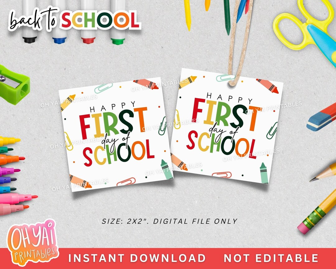 Happy First Day of School Tag Back to School Tag Printable - Etsy