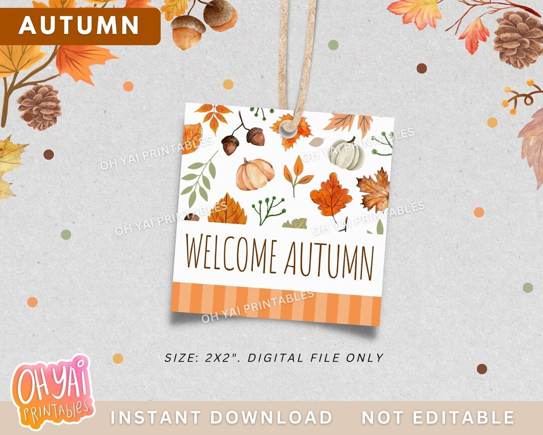 Fall Tag, Welcome Autumn Tag, Printable Fall Tag, Autumn Tag, Fall ...