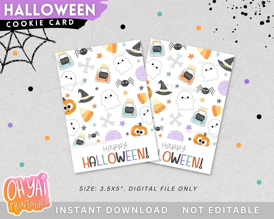 Halloween Cookie Card, Printable Halloween Cookie Card, 3.5x5in Cookie ...