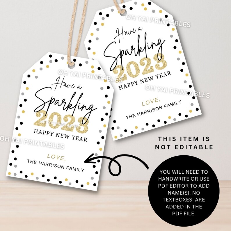 Printable New Years Tag Happy New Year Champagne Tag - Etsy