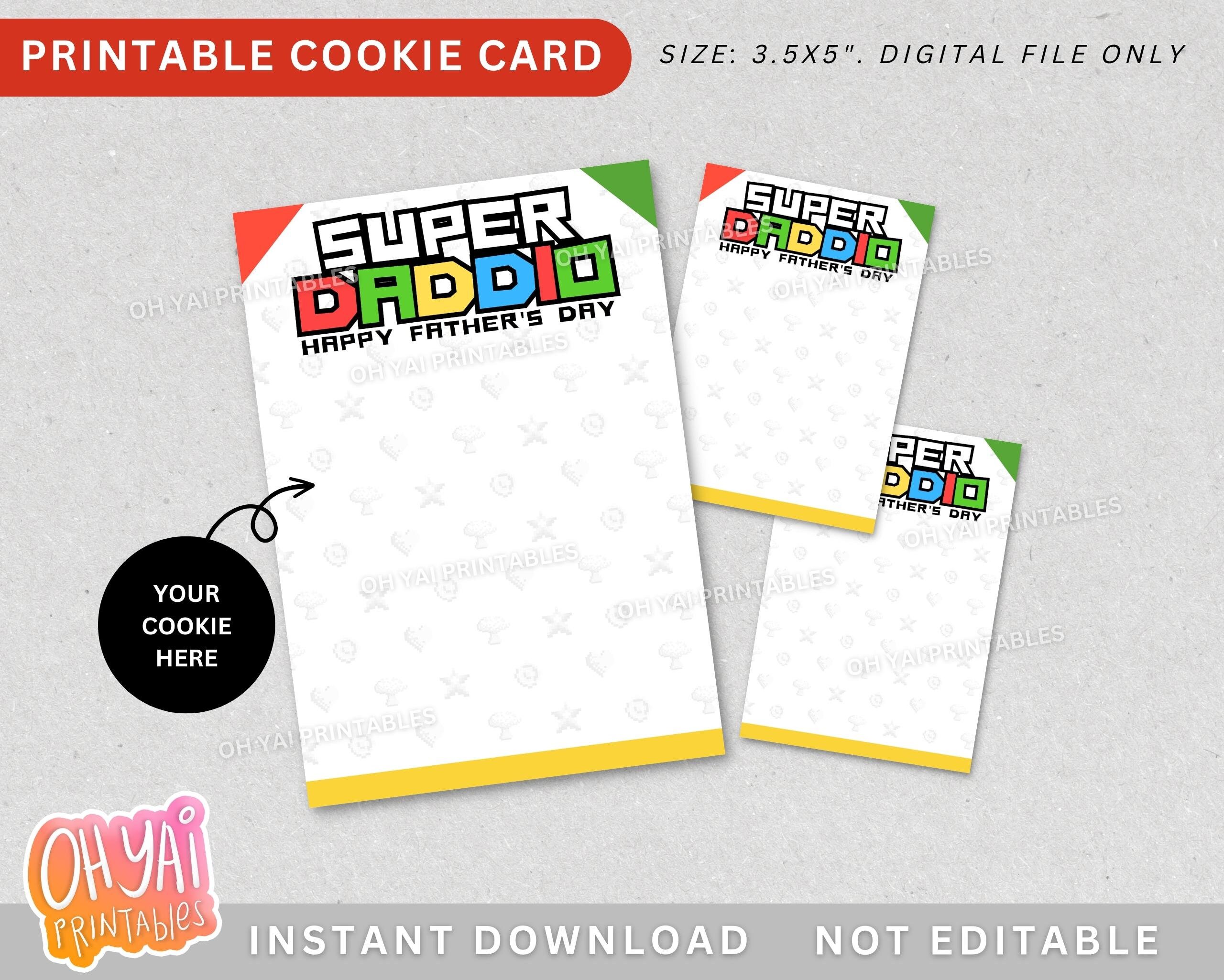 Father's Day Cookie Card Super Daddio Cookie Card Gaming - Etsy