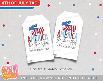 4th of July Tag Happy 4th of July Gift Tag Printable 4th of - Etsy