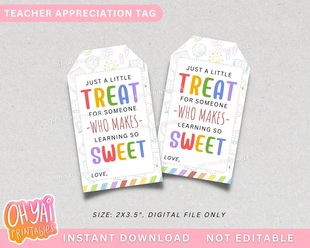 Teacher Appreciation Tag, Printable Teacher Appreciation Tag, Thank You ...