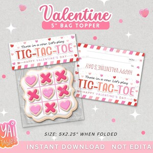 Valentine Tic-tac-toe Bag Topper, Valentine Bag Topper, Printable Tic ...