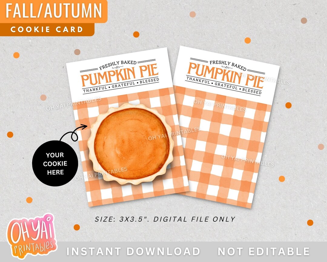 Fall Cookie Card, Printable Fall Cookie Card, Autumn Cookie Card ...