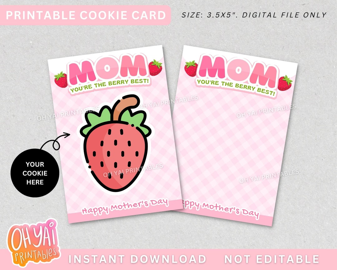 Printable Mother's Day Cookie Card, Sugar Cookie Card Backing ...