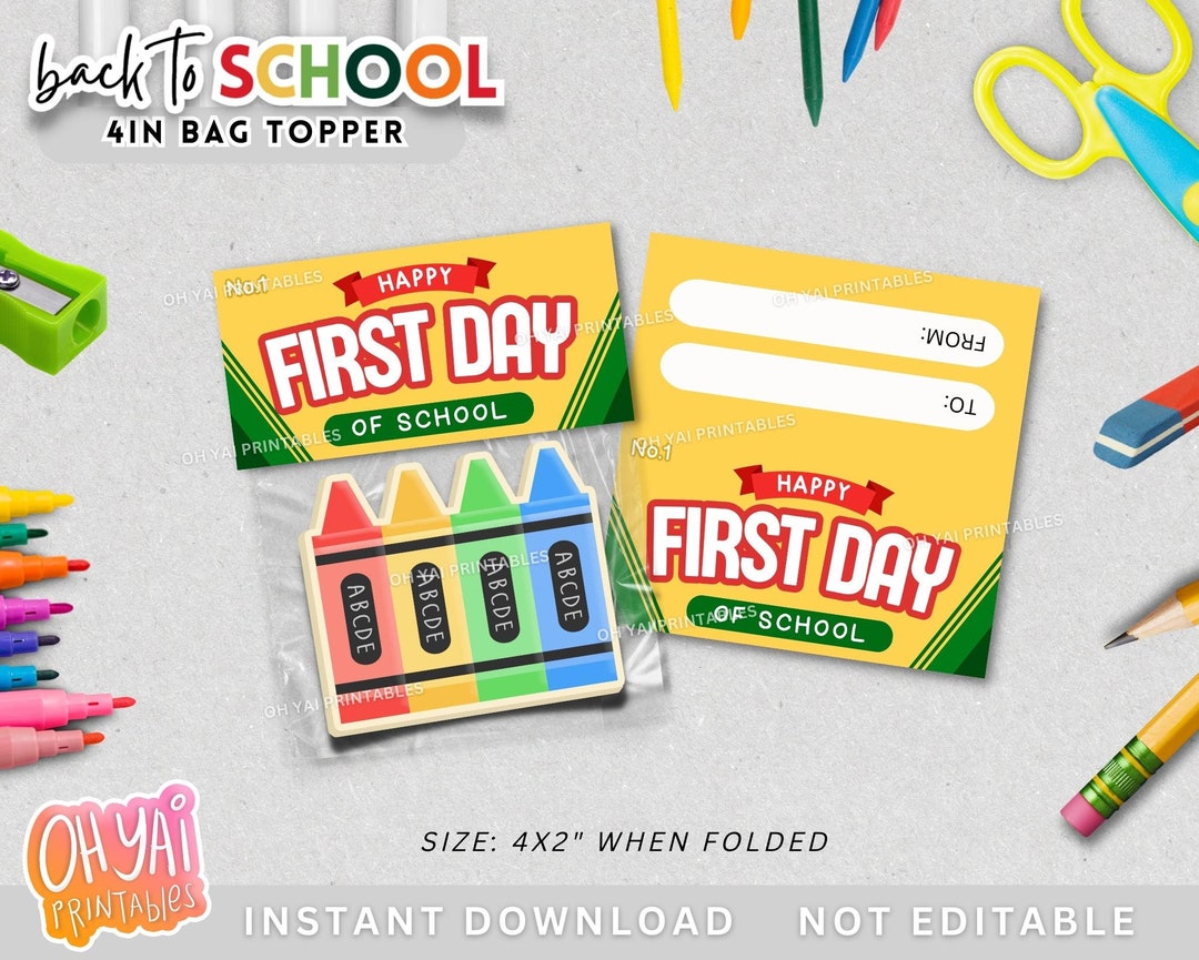 Back to School Topper, Crayons Bag Topper, 4in Back to School Topper ...