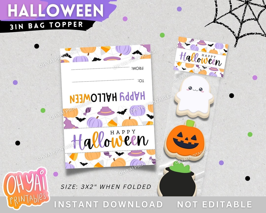 Halloween Bag Topper, 3x2 Bag Topper, Printable Halloween Bag Topper ...