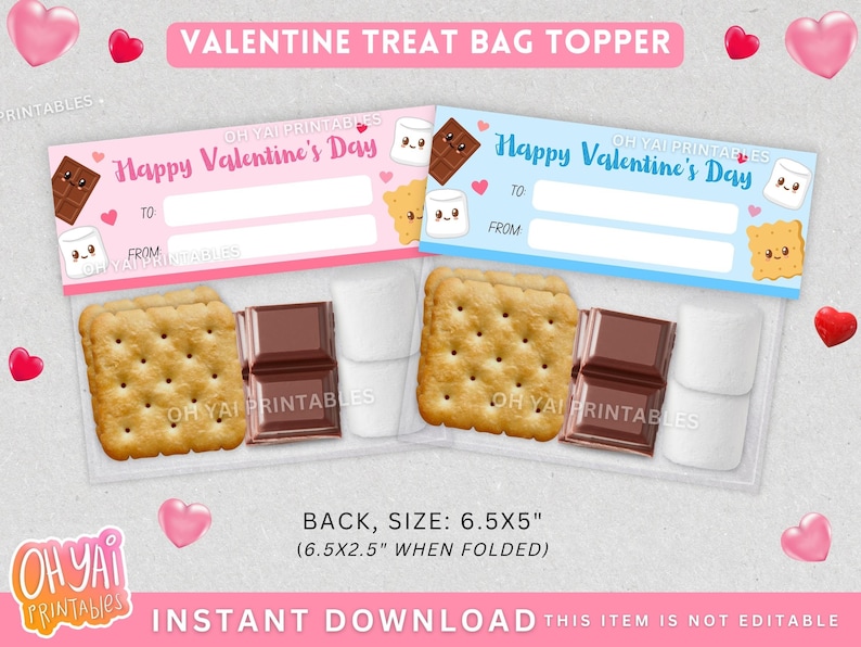 Printable Valentine Treat Bag Toppers Smore Teachers Like - Etsy