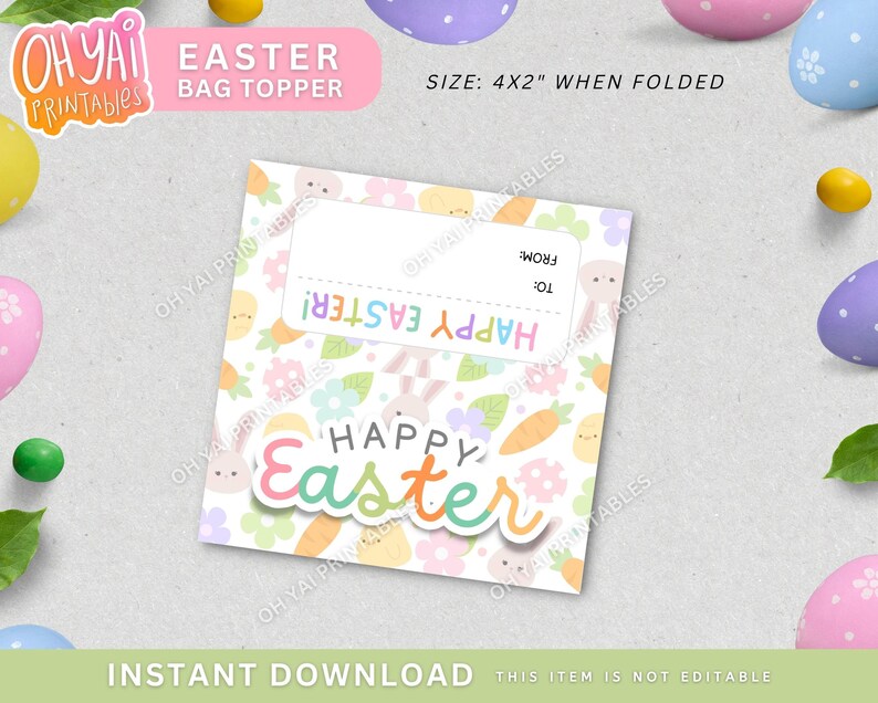 4 Easter Treat Bag Topper Printable Bag Topper - Etsy