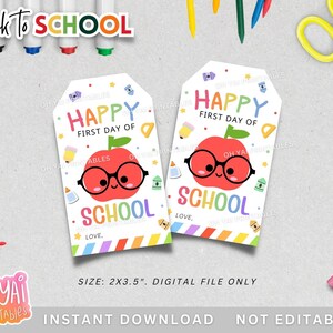 Happy First Day of School Tag, Welcome Back to School Tag, Printable ...